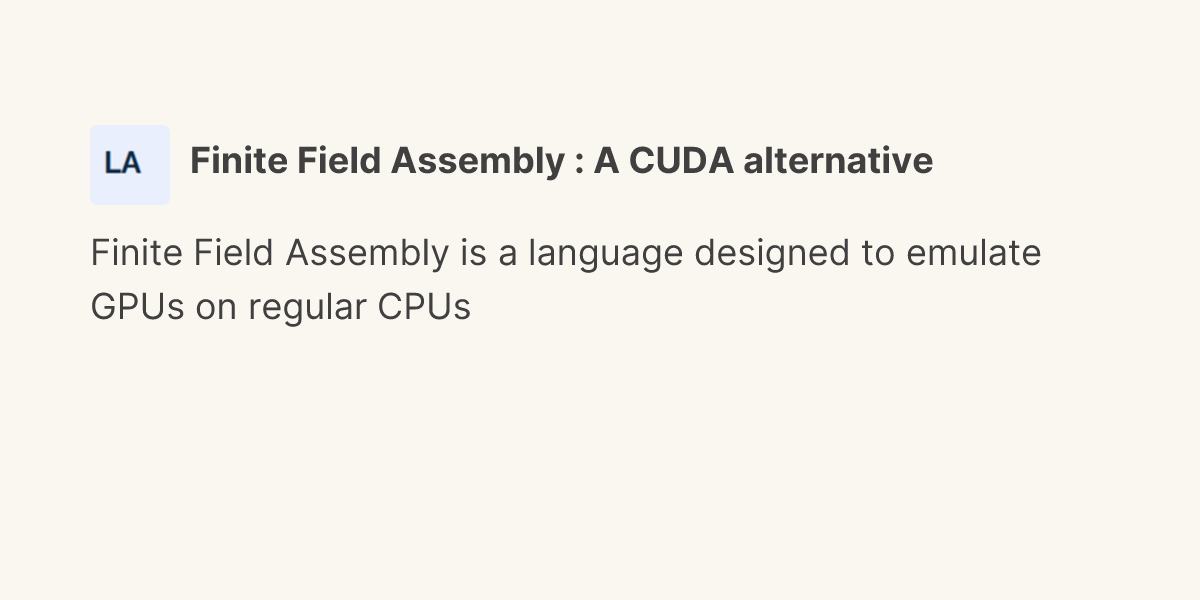 Finite Field Assembly : A CUDA alternative on Uneed | Uneed