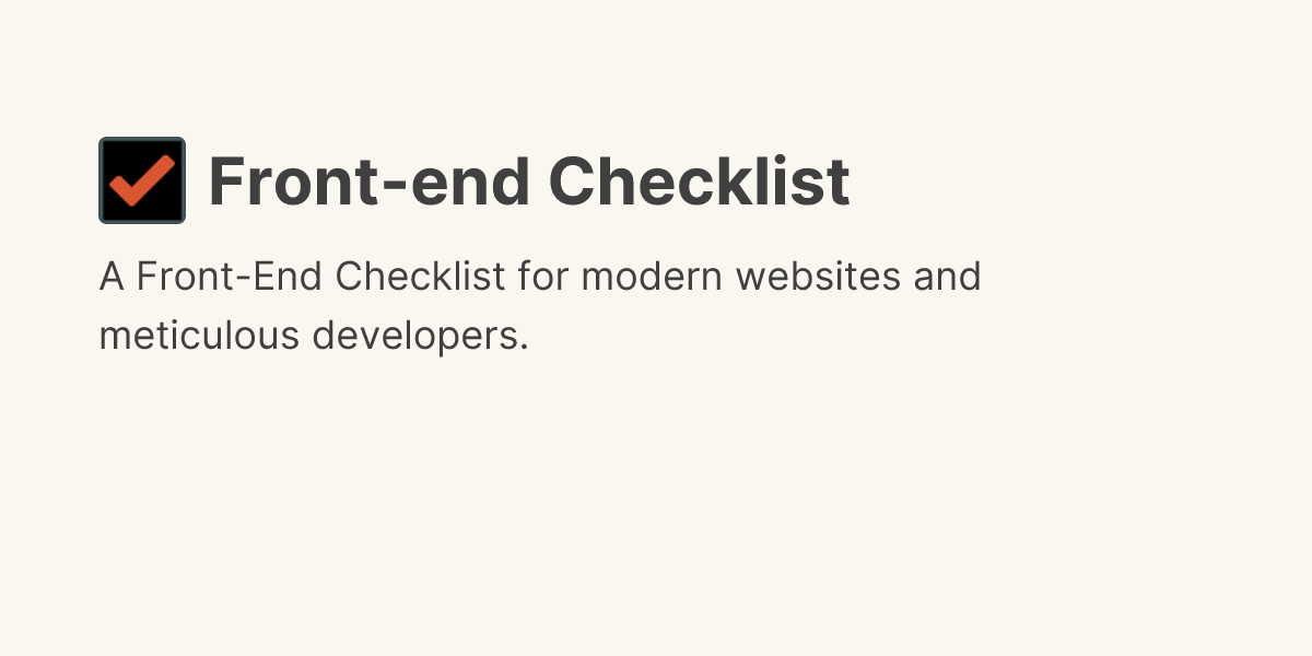 Front-end Checklist on Uneed | Uneed