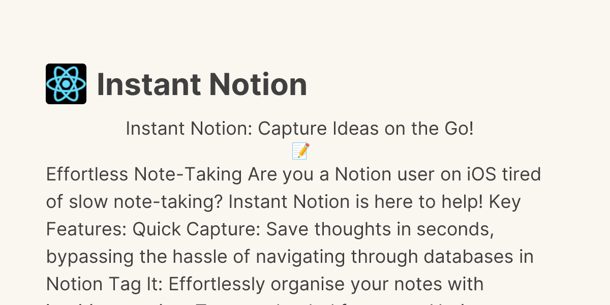 Instant Notion on Uneed | Uneed