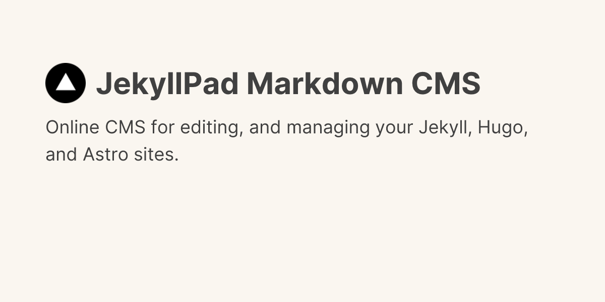 JekyllPad Markdown CMS on Uneed | Uneed