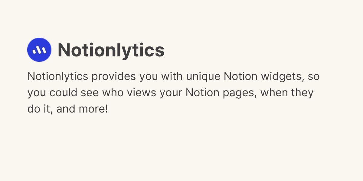 Notionlytics on Uneed | Uneed
