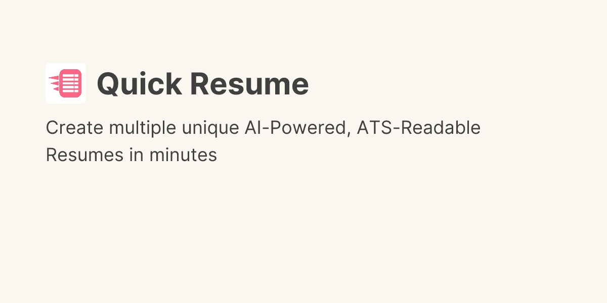 Quick Resume on Uneed | Uneed